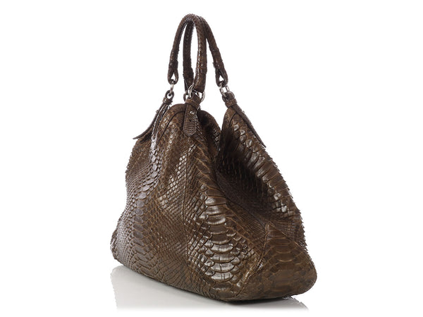 Cole Haan Olive Python Genevieve Triangle Tote - Ann's Fabulous Closeouts